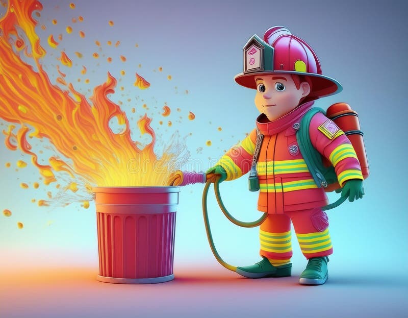 Fireman at work cartoon stock image. Image of cute, child - 342139283