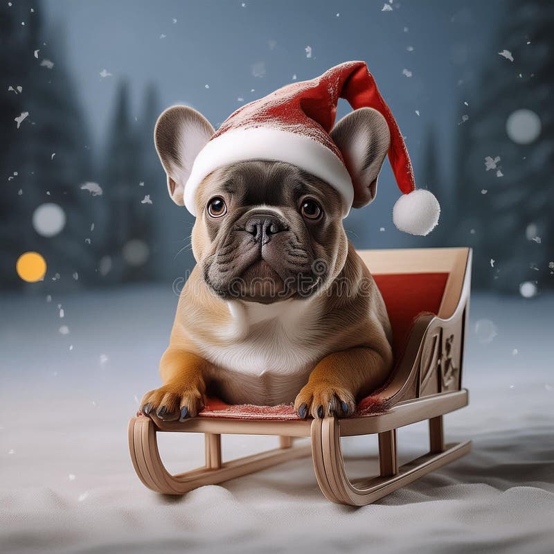 Christmas French Bulldog Cartoon Stock Photo - Image of winter, french ...
