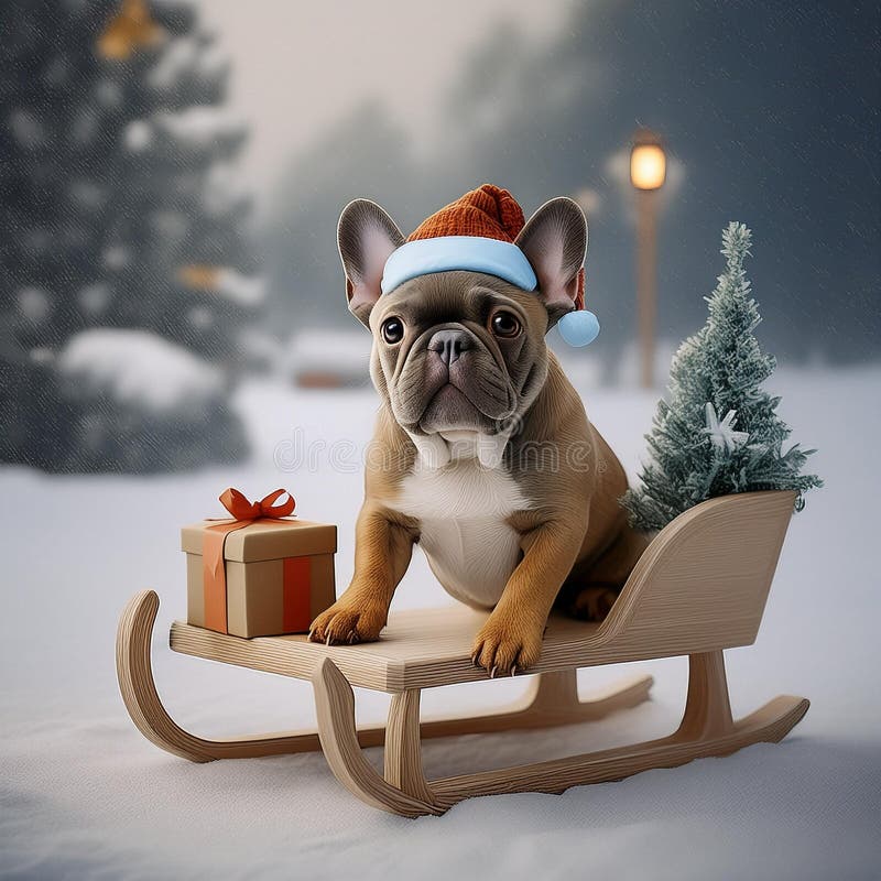 Christmas French Bulldog Cartoon Stock Image - Image of card, season ...