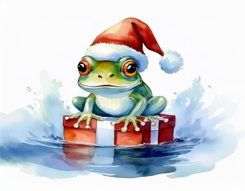 Christmas Frog with Gifts Cartoon Stock Image - Image of holiday, gifts ...