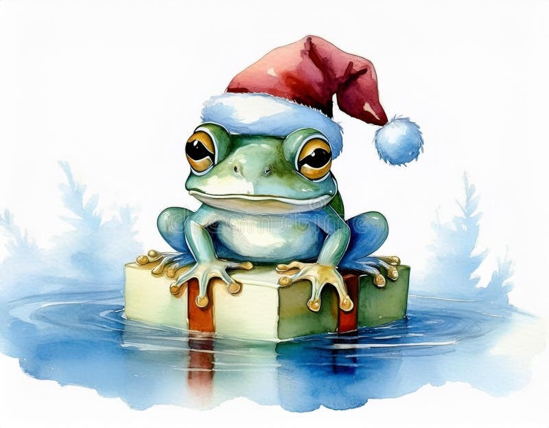 Christmas Frog with Gifts Cartoon Stock Photo - Image of funny, frog ...
