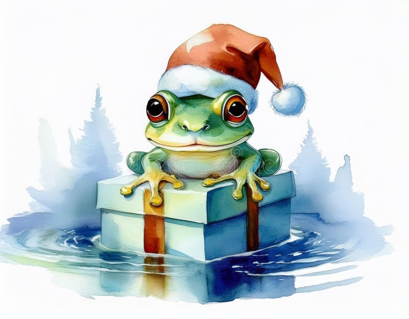 Christmas Frog with Gifts Cartoon Stock Photo - Image of animals ...