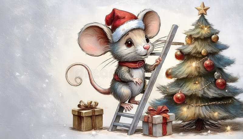Christmas Mouse with Gifts Cartoon Stock Photo - Image of greetings ...