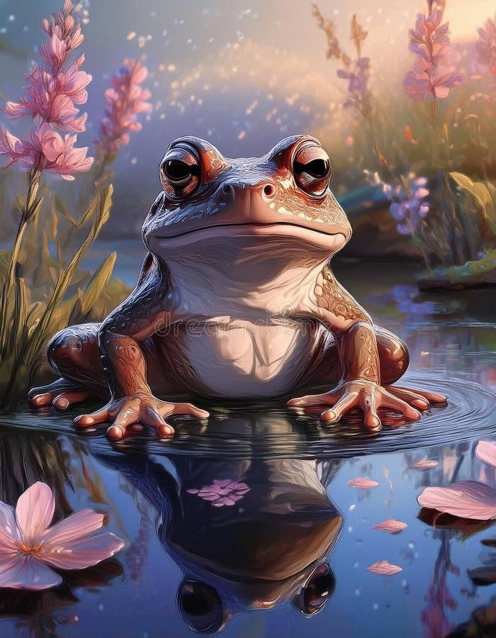 Frog in heather cartoon stock photo. Image of heather - 342470160