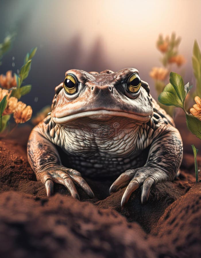 Toad in water cartoon stock photo. Image of reptile - 342470342