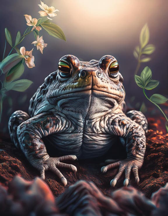 Toad in water cartoon stock photo. Image of animal, toad - 342470370
