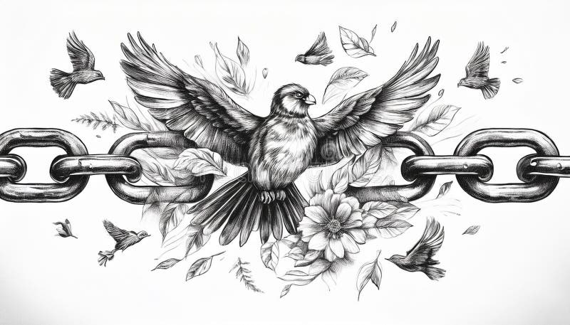 Bird breaking free stock illustration. Illustration of iron - 342832567