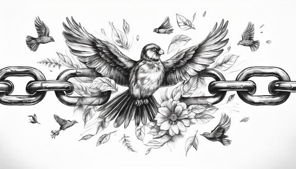 Bird breaking free stock illustration. Illustration of iron - 342832567