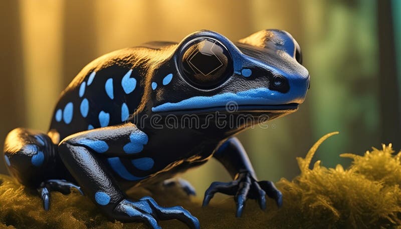 Blue frog on tree cartoon stock photo. Image of animal - 343020080