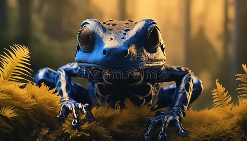 Blue frog on tree cartoon stock image. Image of small - 343020089