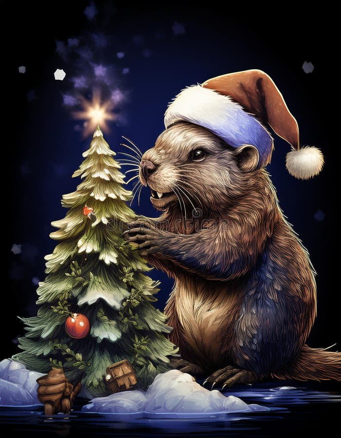 Christmas Beaver in the Snow Cartoon Stock Photo - Image of beaver ...