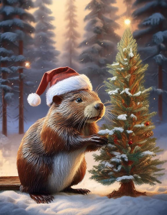 Christmas Beaver in the Snow Cartoon Stock Photo - Image of cartoon ...