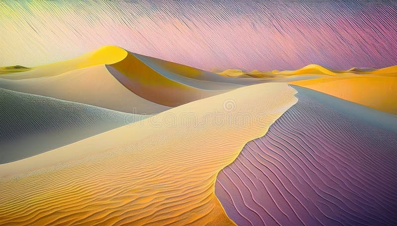 Digital Painting of Sand Dunes in a Desert. Stock Illustration ...