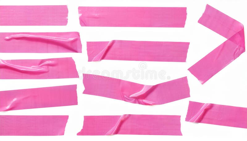 Pink Adhesive Sticky Tapes Set Isolated on White Background. Stock ...