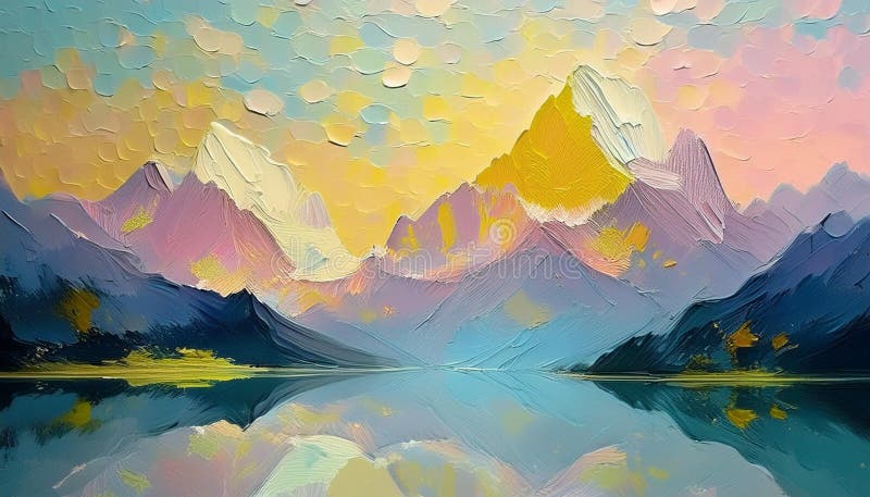 Sunrise Over Snow-Capped Peaks Reflecting in a Crystal-Clear Mountain ...