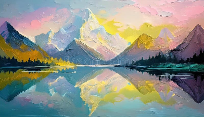 Sunrise Over Snow-Capped Peaks Reflecting in a Crystal-Clear Mountain ...