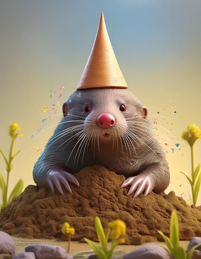 Mole with hat cartoon stock illustration. Illustration of funny - 343289312
