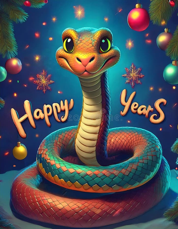 New Year Snake on Abstract New Year Background, New Year Card Stock ...