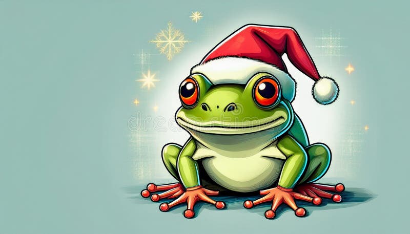 Christmas Frog with Santa Hat Cartoon Stock Photo - Image of santa ...