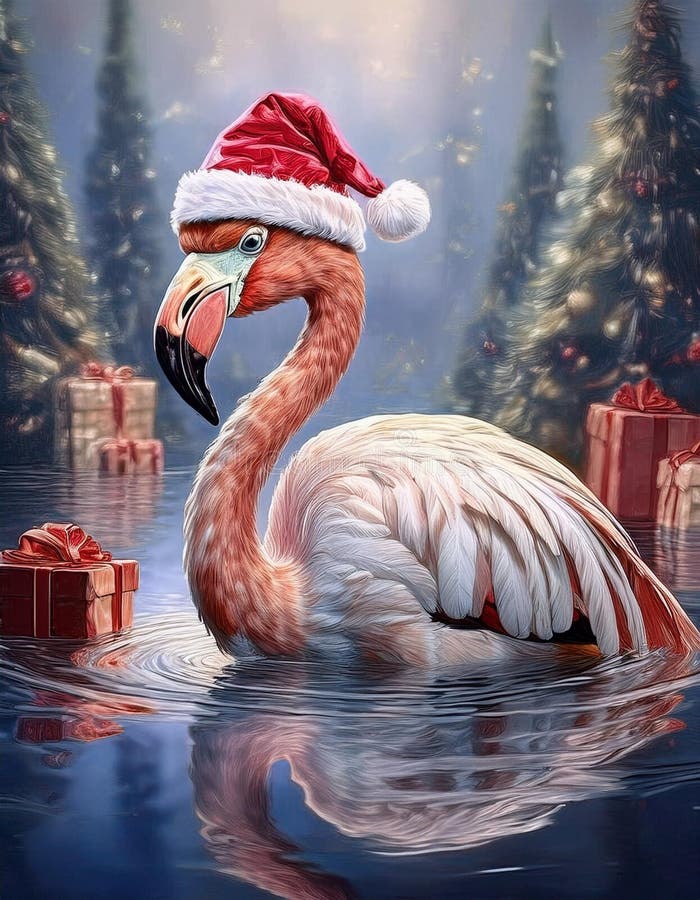 Christmas flamingo cartoon stock image. Image of greetings - 343534463