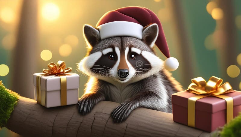 Christmas raccoon cartoon stock illustration. Illustration of raccoon ...