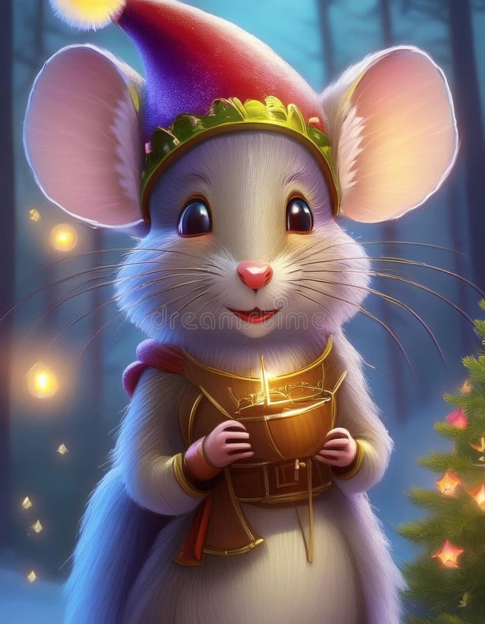 Christmas Mouse in Costume Cartoon Stock Illustration - Illustration of ...