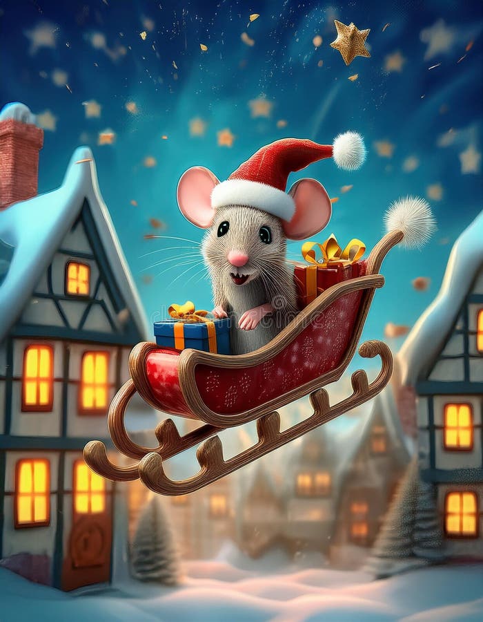 Christmas Mouse with Gifts in Snow Cartoon Stock Illustration ...