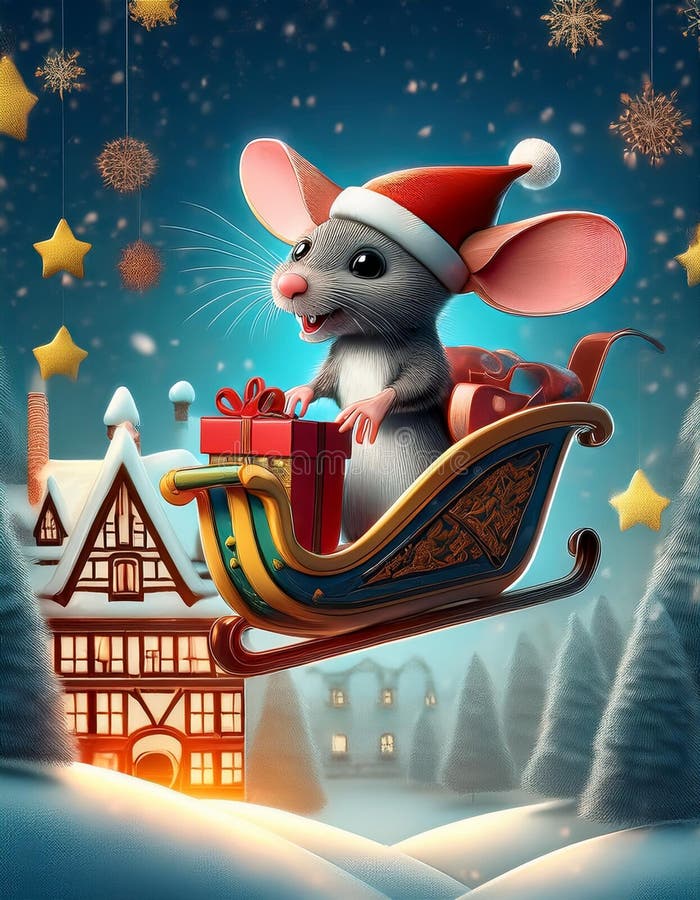 Christmas Mouse with Gifts in Snow Cartoon Stock Illustration ...