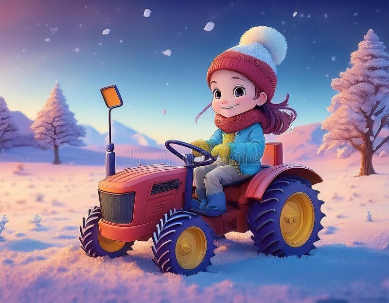 Child on tractor cartoon stock illustration. Illustration of childhood ...