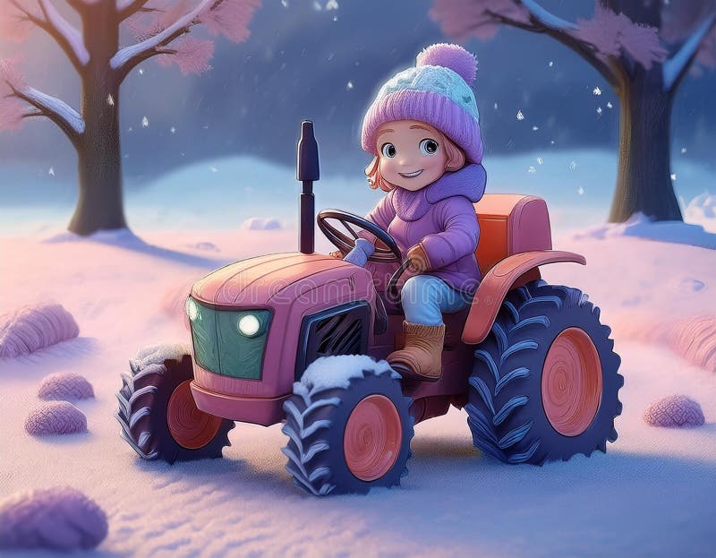 Child on tractor cartoon stock illustration. Illustration of farm ...