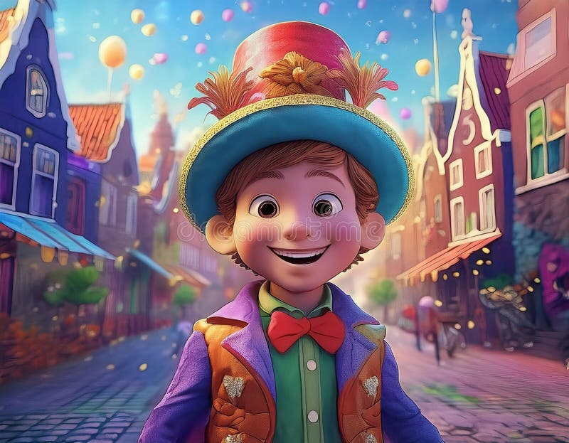 Carnival Party Child with Balloons Cartoon Stock Illustration ...