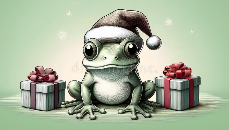 Christmas Frog with Gifts Cartoon Stock Illustration - Illustration of ...
