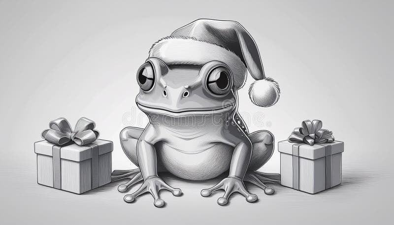 Christmas Frog with Gifts Cartoon Stock Illustration - Illustration of ...