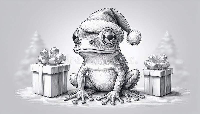Christmas Frog with Gifts Cartoon Stock Illustration - Illustration of ...