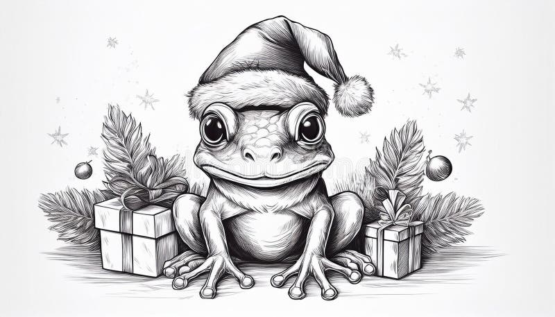 Christmas Frog with Gifts Cartoon Stock Illustration - Illustration of ...