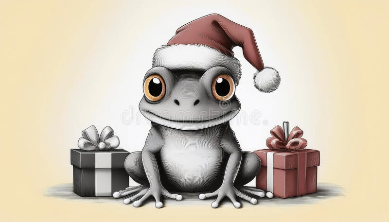 Christmas Frog with Gifts Cartoon Stock Illustration - Illustration of ...