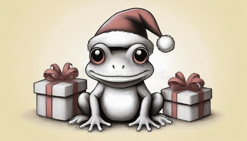 Christmas Frog with Gifts Cartoon Stock Illustration - Illustration of ...