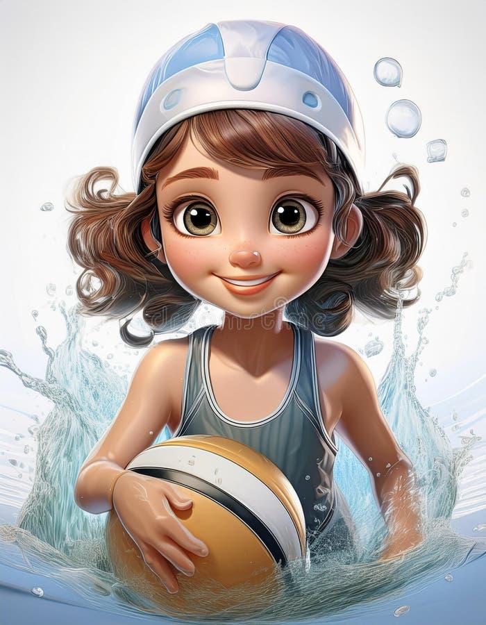 Child Training Waterpolo Cartoon Stock Illustration - Illustration of ...