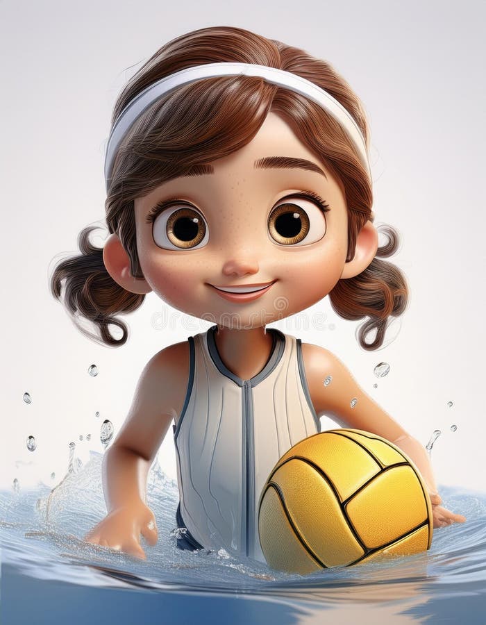 Child Training Waterpolo Cartoon Stock Illustration - Illustration of ...