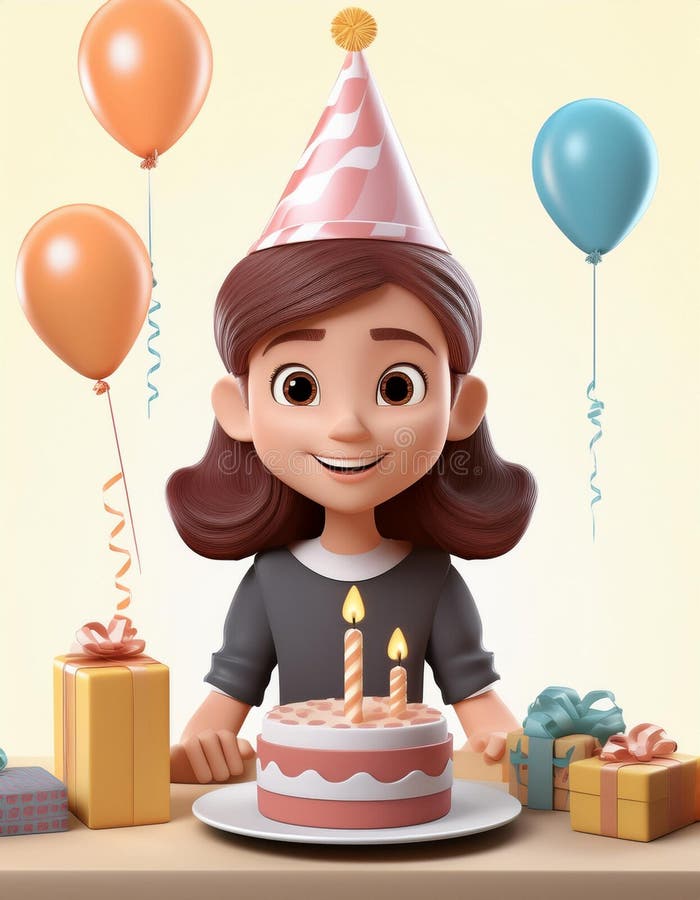Birthday Child at Party Cartoon Stock Illustration - Illustration of ...