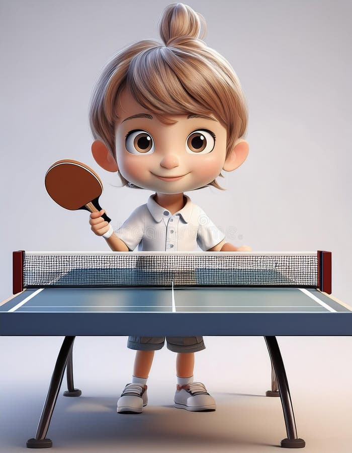 Child Playing Table Tennis Cartoon Stock Illustration - Illustration of ...