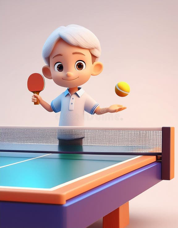 Child Playing Table Tennis Cartoon Stock Illustration - Illustration of ...