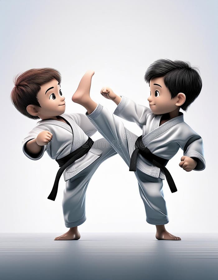 Karate Child Training Cartoon Stock Illustration - Illustration of ...