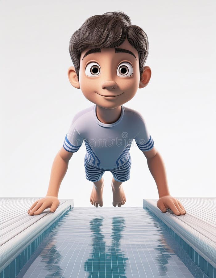 Child in Swimming Pool Cartoon Stock Illustration - Illustration of ...