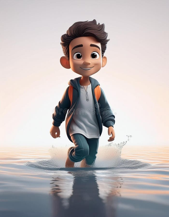 Child Hiking on Beach Cartoon Stock Image - Image of people, girl ...