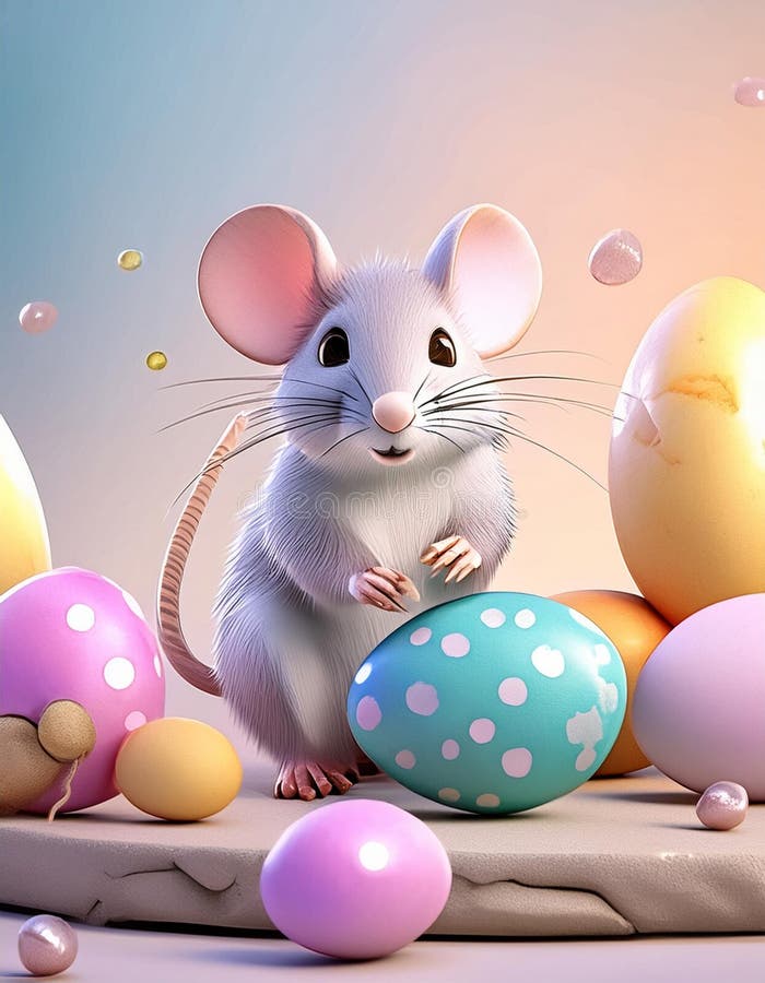 Mouse and Easter Eggs Cartoon Stock Illustration - Illustration of ...