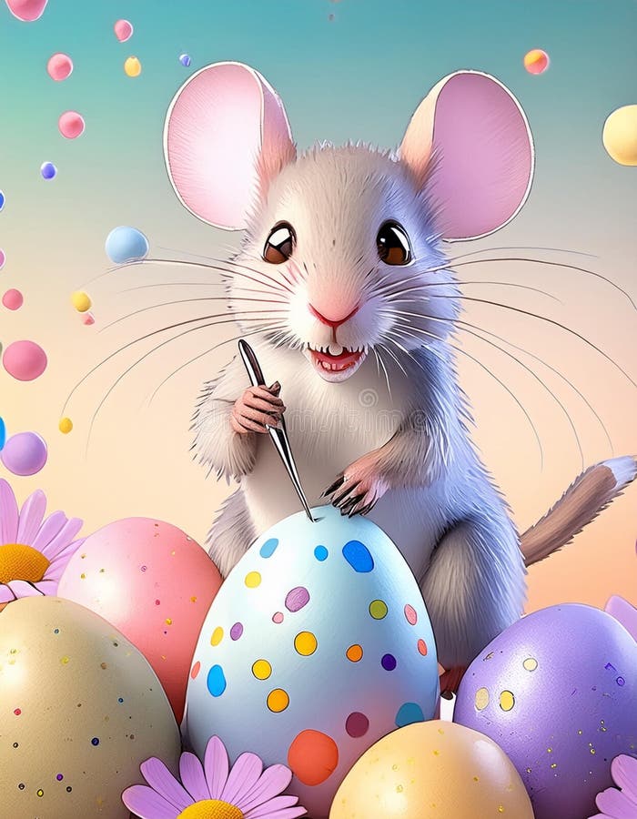 Mouse and Easter Eggs Cartoon Stock Illustration - Illustration of ...