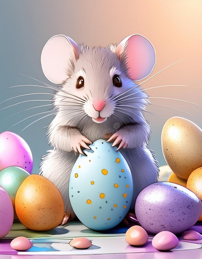 Mouse and Easter Eggs Cartoon Stock Illustration - Illustration of ...