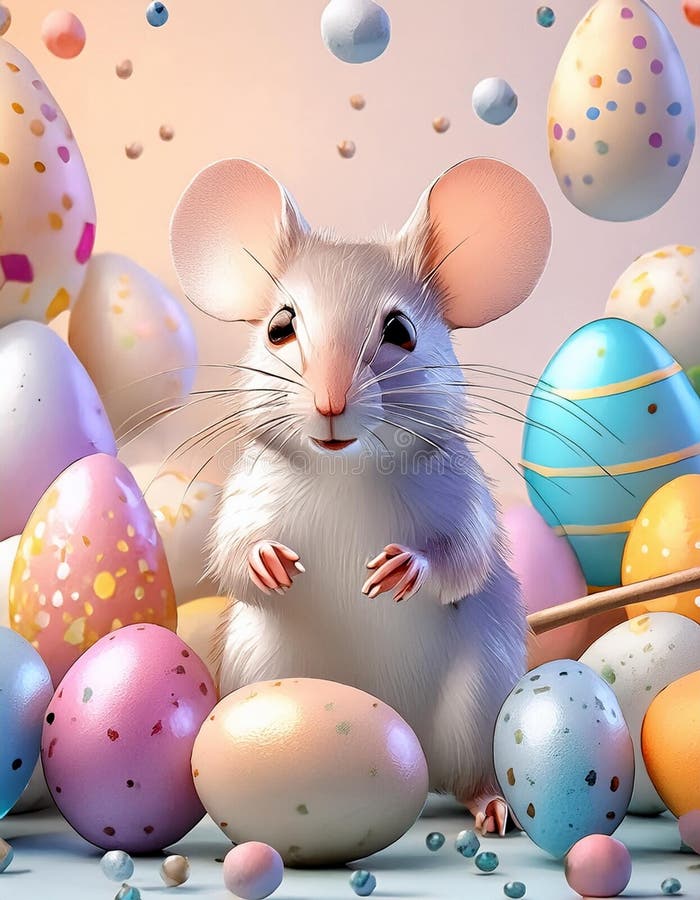 Mouse and Easter Eggs Cartoon Stock Illustration - Illustration of eggs ...