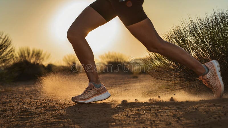 Silhouette of a Runner Leaving Footprints in the Desert Stock Image ...